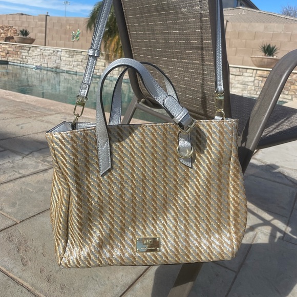 Kate Landry | Bags | Kate Landry Metallic Geo Compartment Tote Bag ...